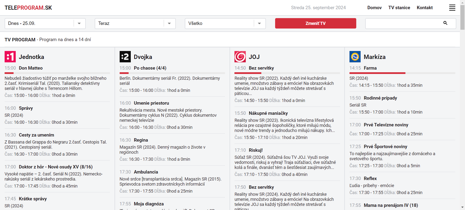 TV PROGRAM - Dnes, zítra a na 14 dní | Teleprogram.cz